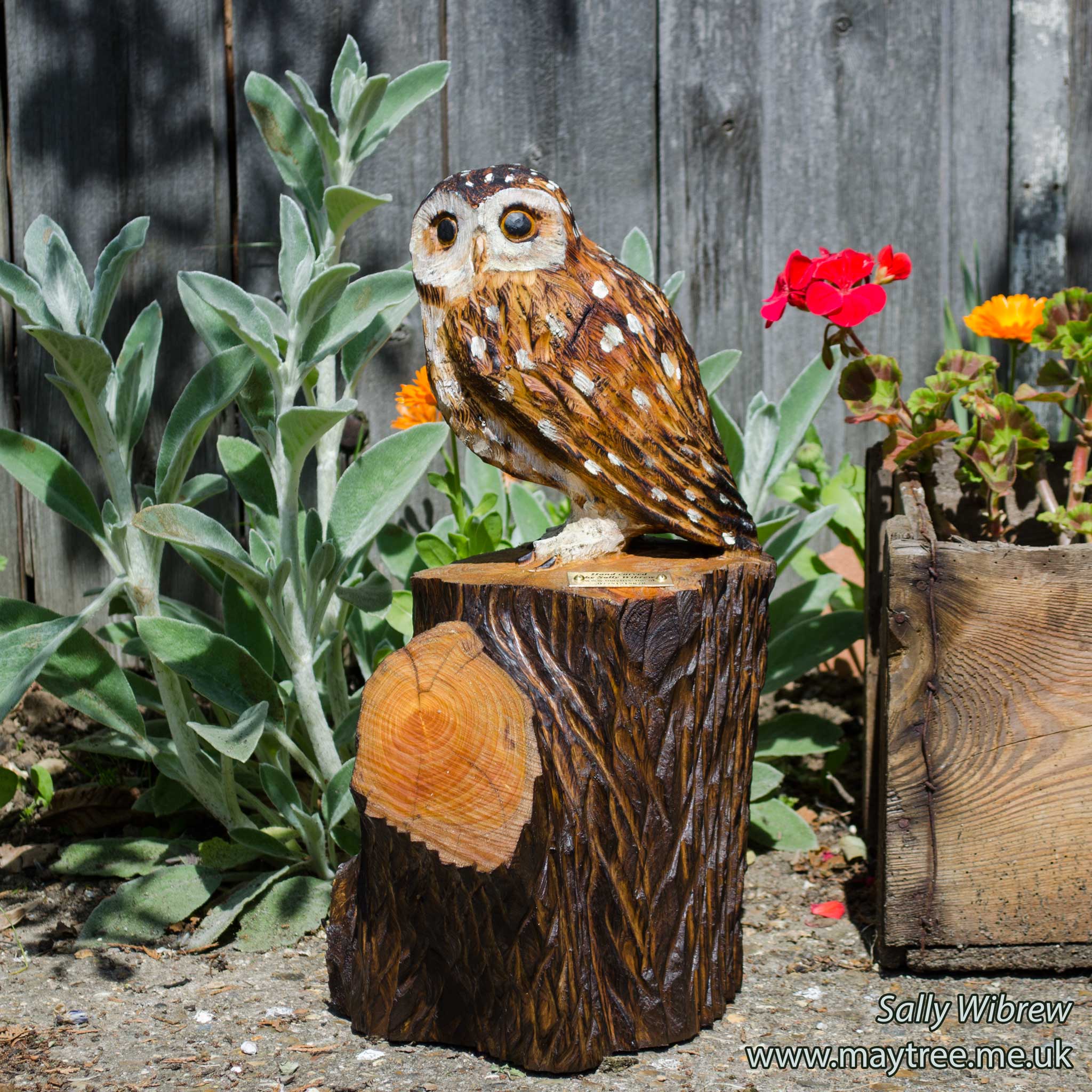 Little Owl chainsaw carving, wood sculpture, garden artwork – Maytree ...