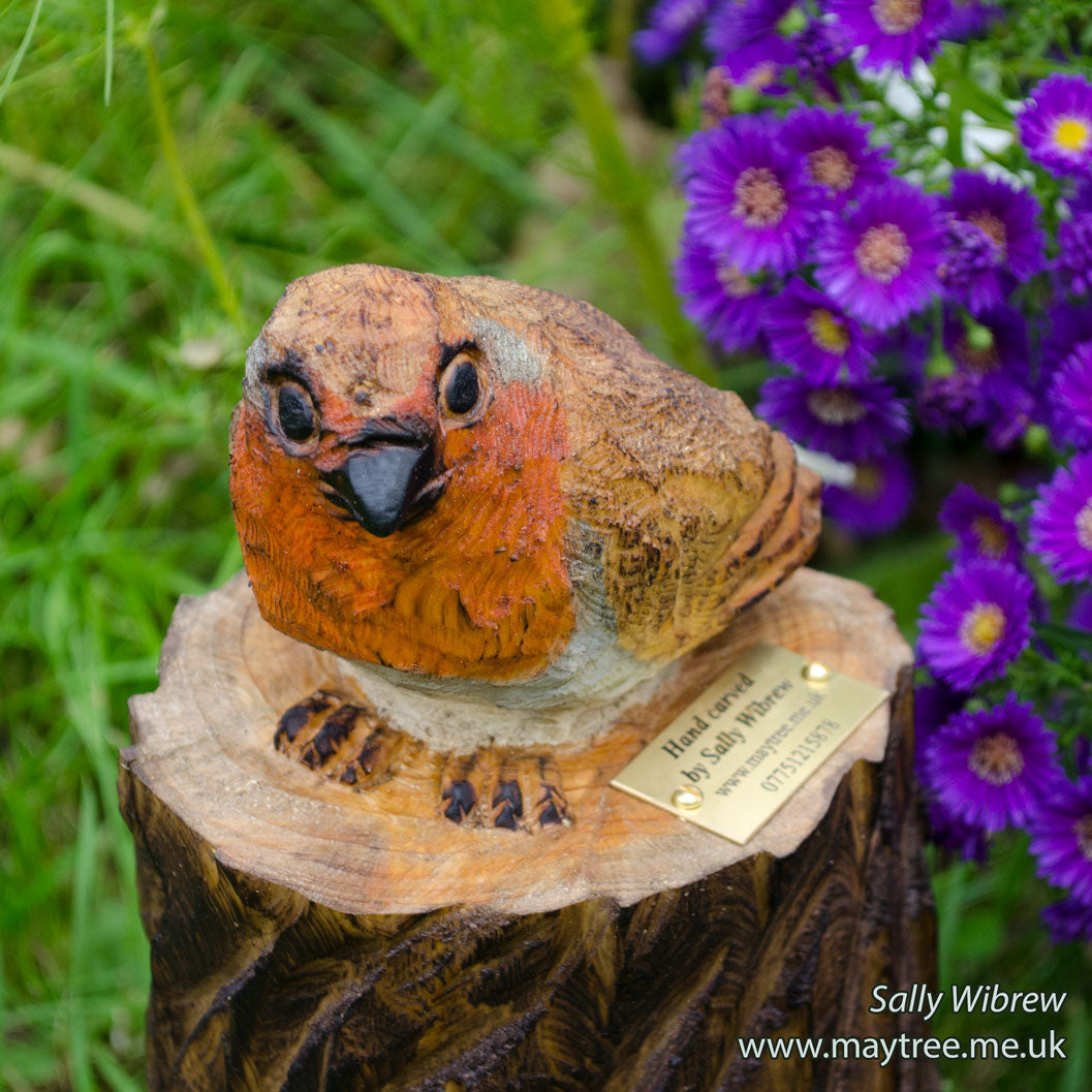 Robin chainsaw carving, wood sculpture, garden artwork – Maytree ...
