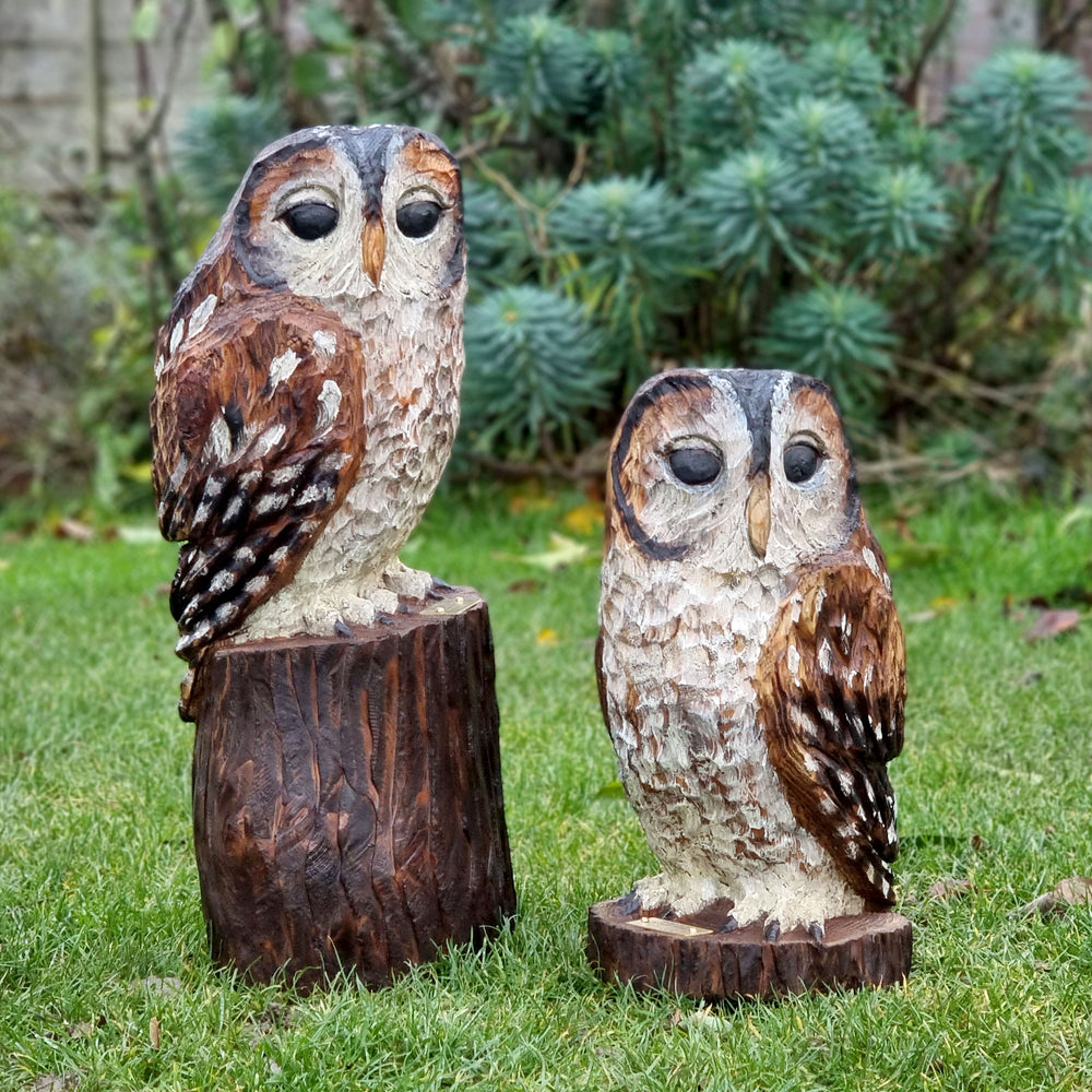 Tawny Owl Chainsaw Carving, Garden Artwork, Wood Sculpture